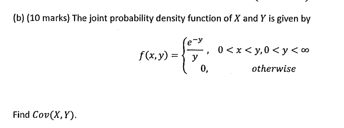 Solved (b) (10 ﻿marks) ﻿The joint probability density | Chegg.com