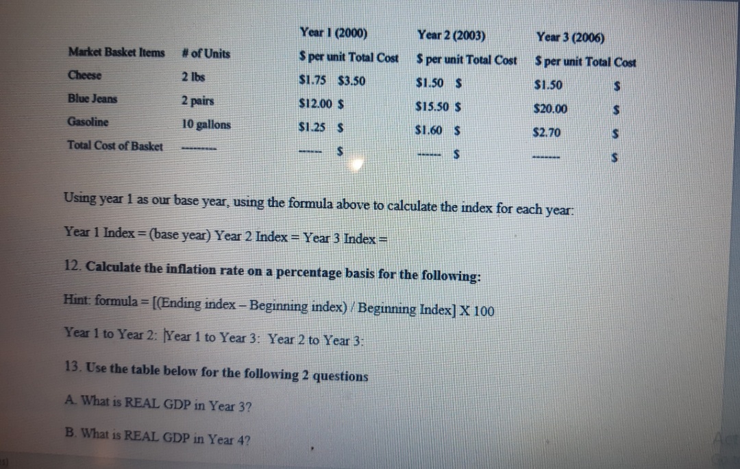 Solved Using year 1 as our base year, using the formula | Chegg.com