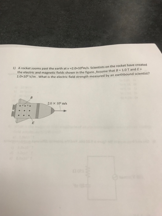 Solved 1) A rocket the electric and magnetic fields shown in | Chegg.com