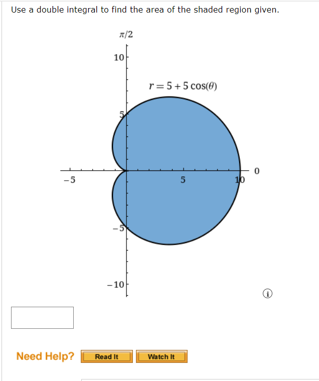 Solved Use a double integral to find the area of the shaded | Chegg.com