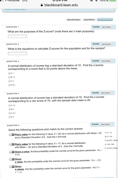 Solved blackboard.kean.edu QUESTION 15 points Save A What | Chegg.com