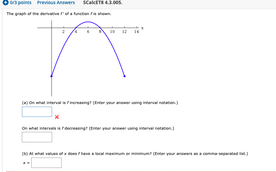 Solved SCalcET8 4.3.005 0/3 points Previous Answers The | Chegg.com