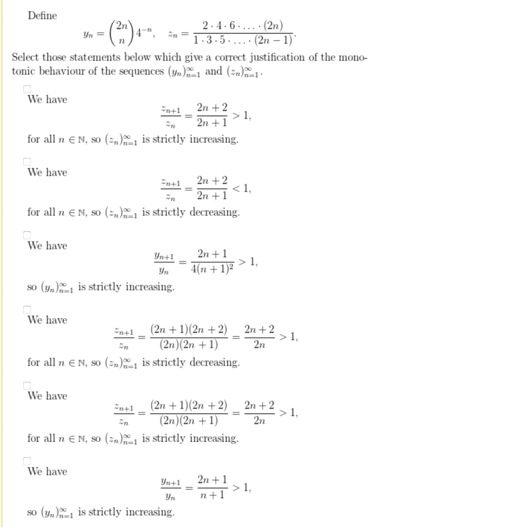 Solved Yn = on = Define 2n 2.4.6. .... (2n) 4-" 1.3.5. .... | Chegg.com