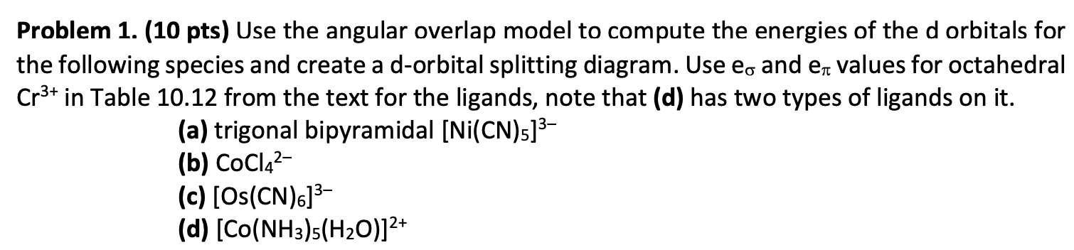 Problem 1. (10 pts) Use the angular overlap model to | Chegg.com