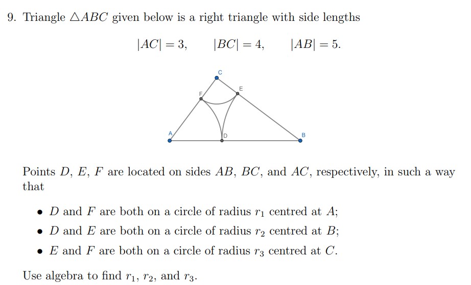 Solved 9. Triangle ABC given below is a right triangle with | Chegg.com