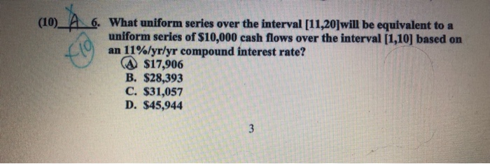 Solved 6. What uniform series over the interval [11,20]will | Chegg.com
