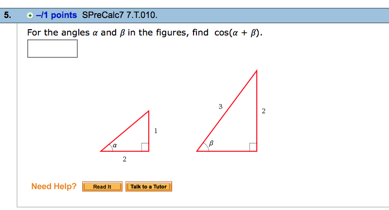 Solved 1 points SPreCalc7 7.T.010. 5. For the angles a and B | Chegg.com