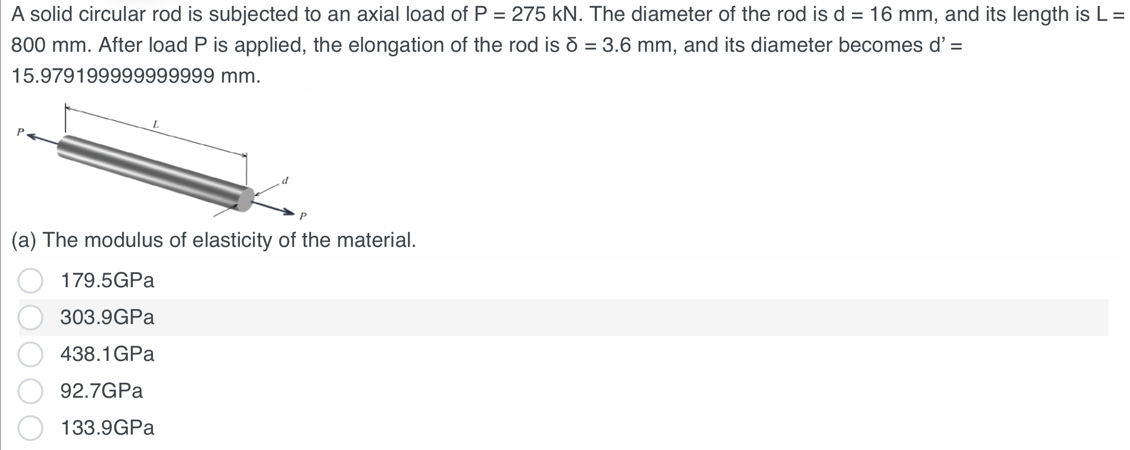 Solved A solid circular rod is subjected to an axial load of | Chegg.com