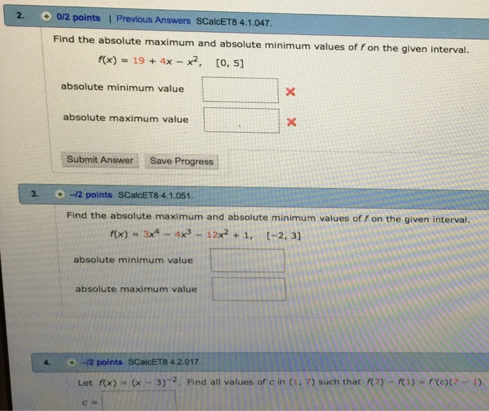 Solved 2. , 0/2 points ! Previous Answers SCalcET8 4.1.047. | Chegg.com