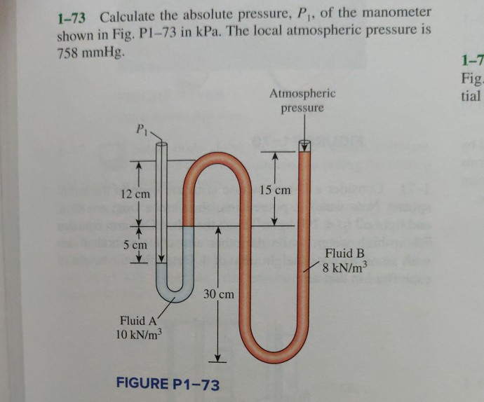 Solved Calculate the absolute pressure, P of the manometer | Chegg.com Solved Calculate the absolute pressure, P of the manometer | Chegg.com