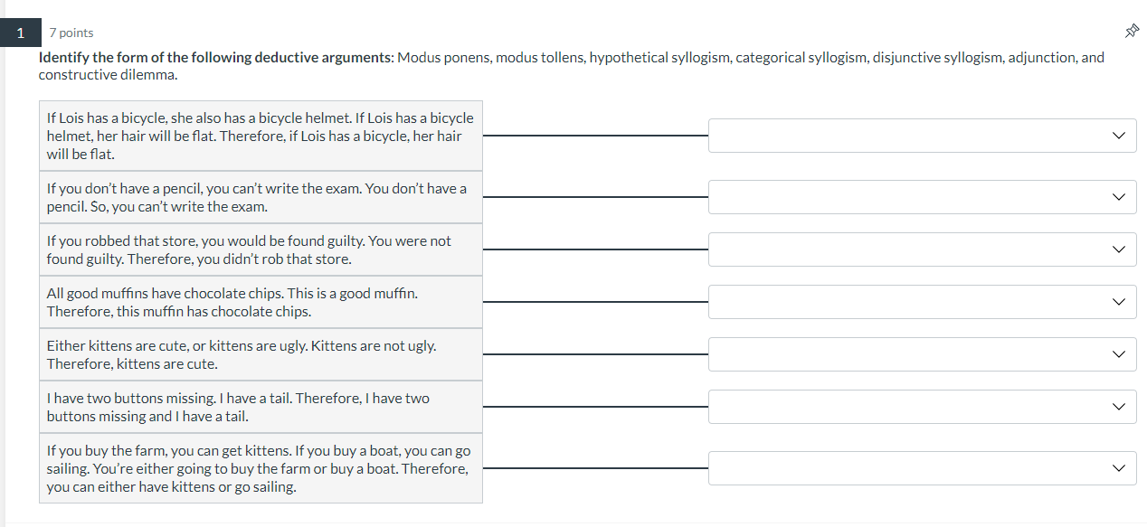 Solved / points Identify the form of the following deductive | Chegg.com