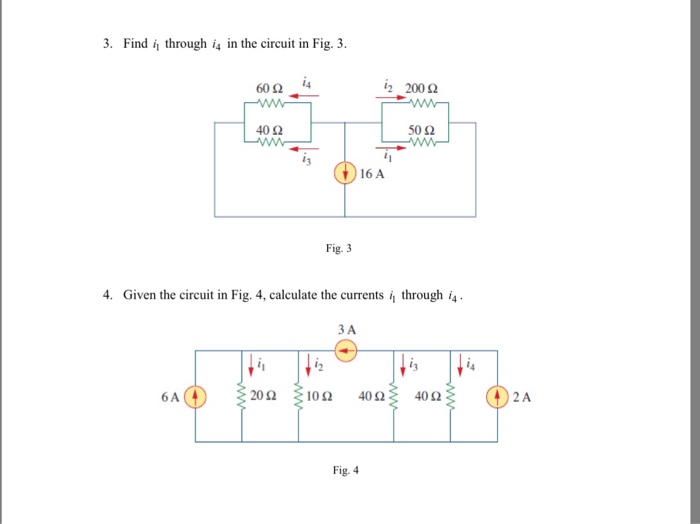 Solved Find i_1 through i_4 in the circuit in Fig. 3. | Chegg.com