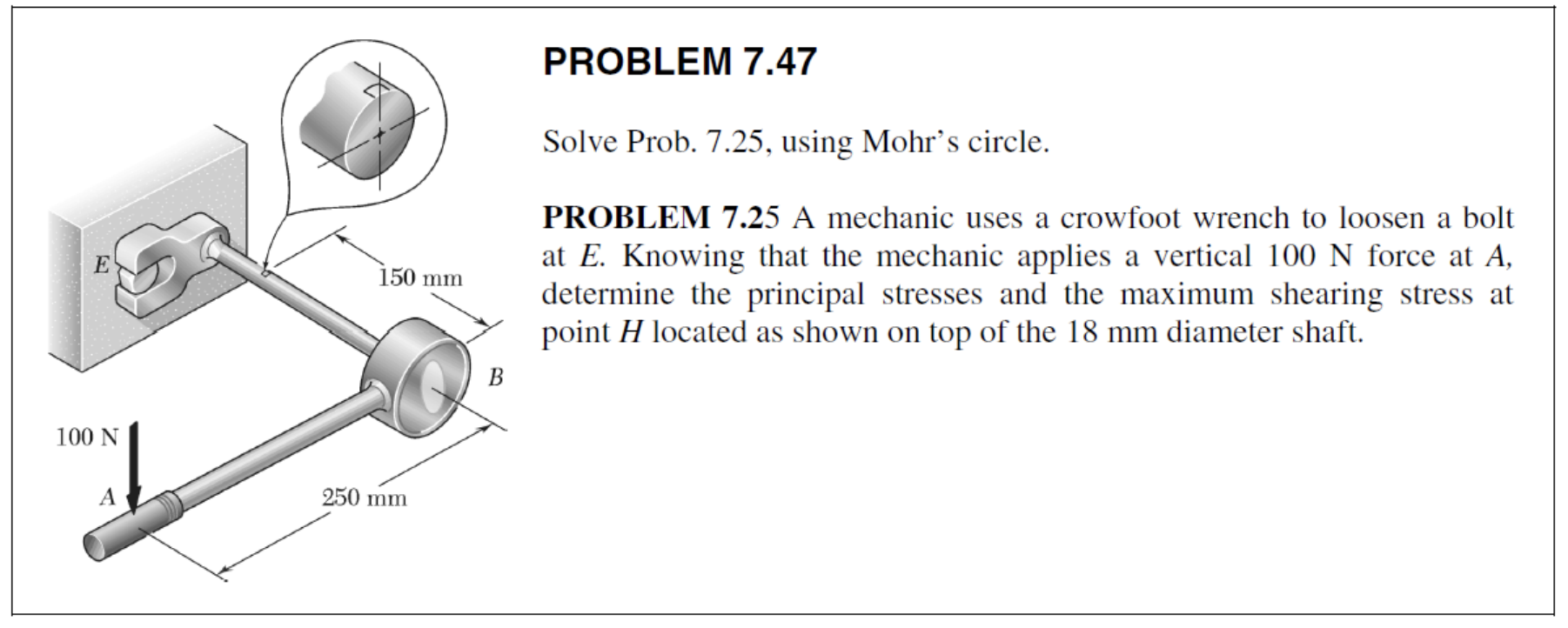 Solved PROBLEM 7.47 Solve Prob. 7.25, using Mohr's circle. E | Chegg.com