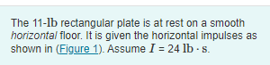 Solved The 11-lb rectangular plate is at rest on a smooth | Chegg.com