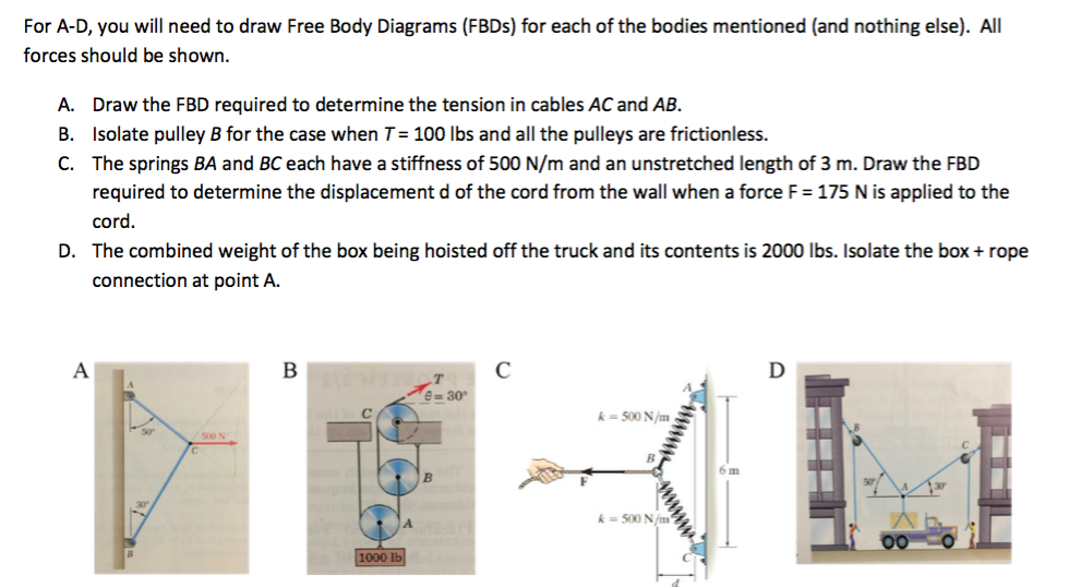 Solved For A-D, you will need to draw Free Body Diagrams | Chegg.com