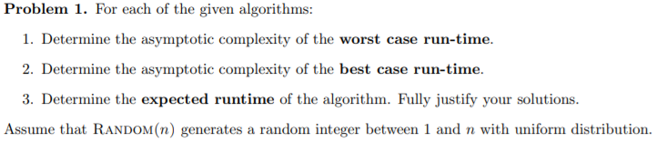 Solved Problem 1. For each of the given algorithms: 1. | Chegg.com