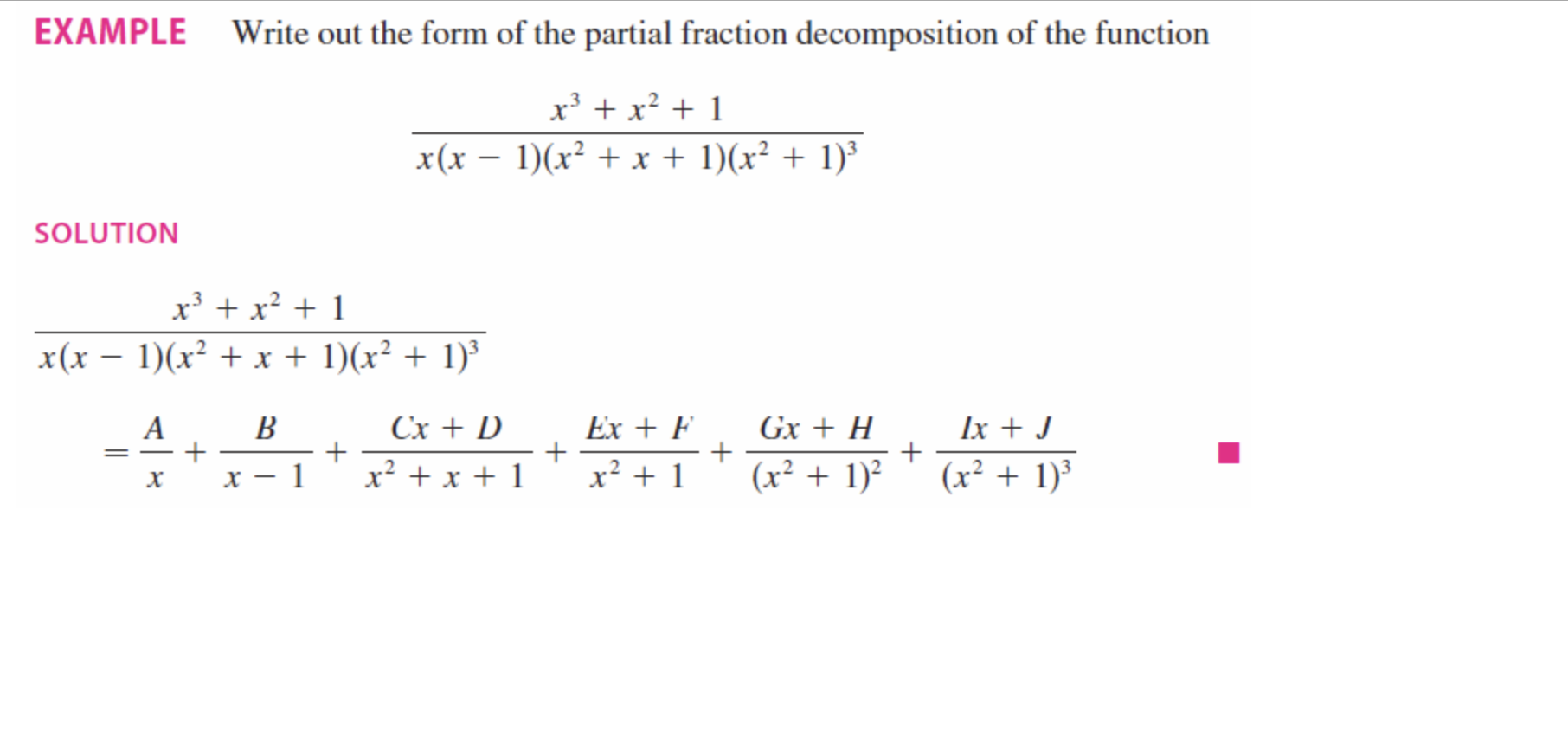 Solved Write Out The Form Of The Partial Fraction