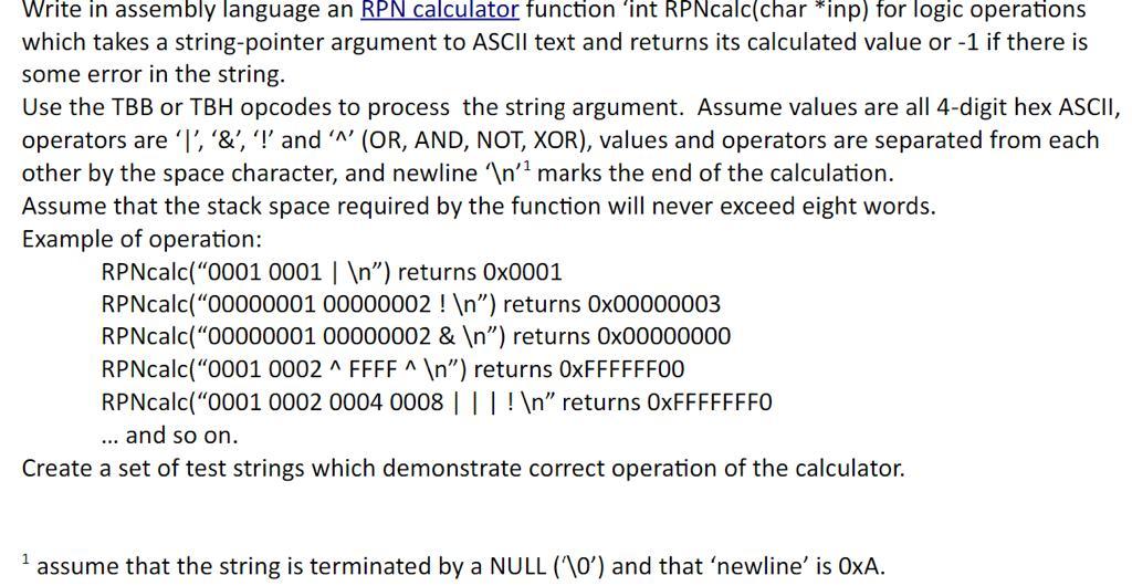 Solved Write in assembly language an RPN calculator function | Chegg.com
