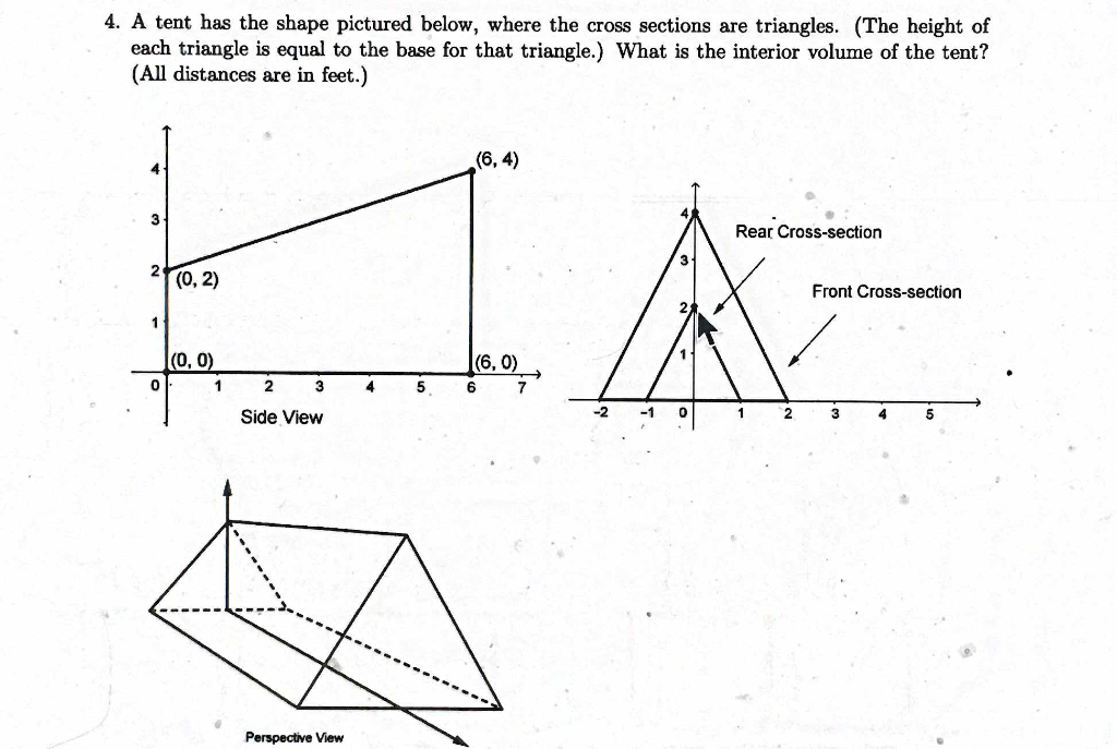 Solved 4. A tent has the shape pictured below, where the | Chegg.com