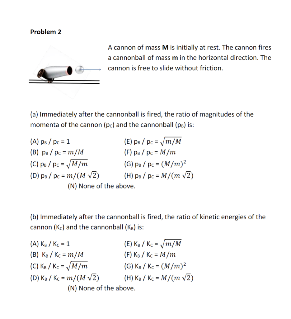 Solved Problem 2 A cannon of mass M is initially at rest. | Chegg.com