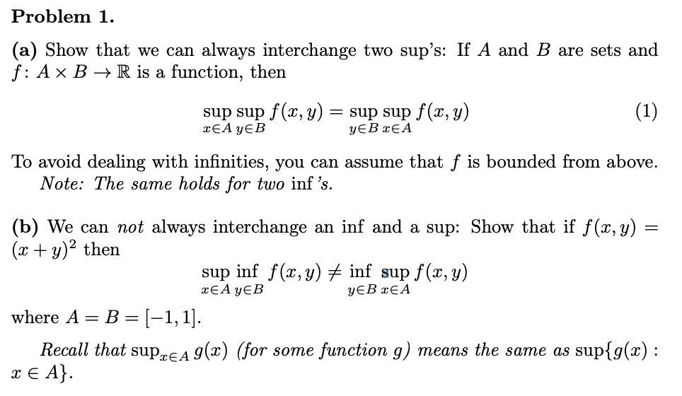 Solved Problem 1. (a) Show that we can always interchange | Chegg.com