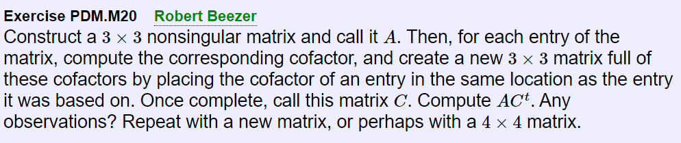 Solved Exercise PDM.M20 Robert Beezer Construct a 3 x 3 | Chegg.com