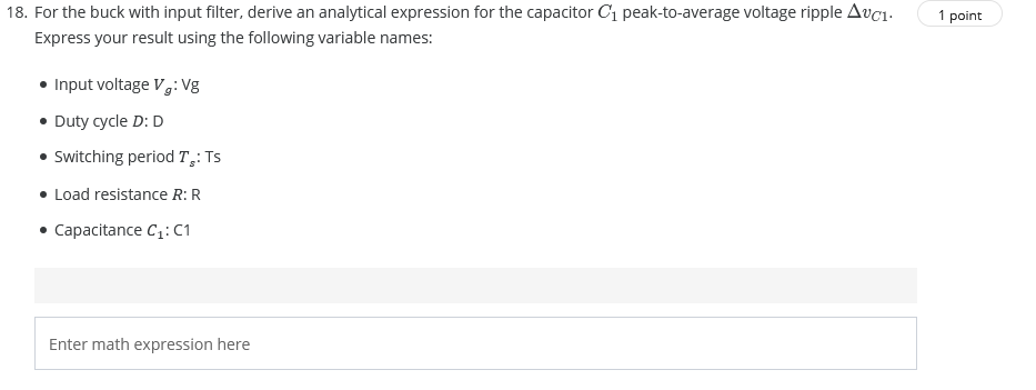 Solved B uck with input filter T o reduce switching | Chegg.com