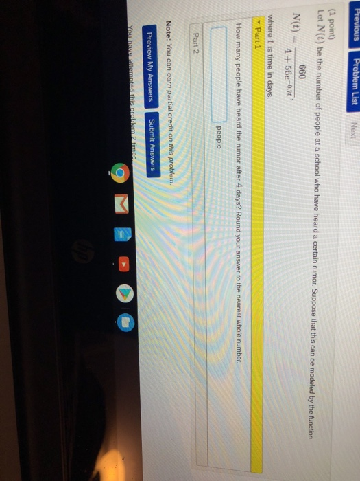 Solved Previous Problem List Next (1 point) The population | Chegg.com