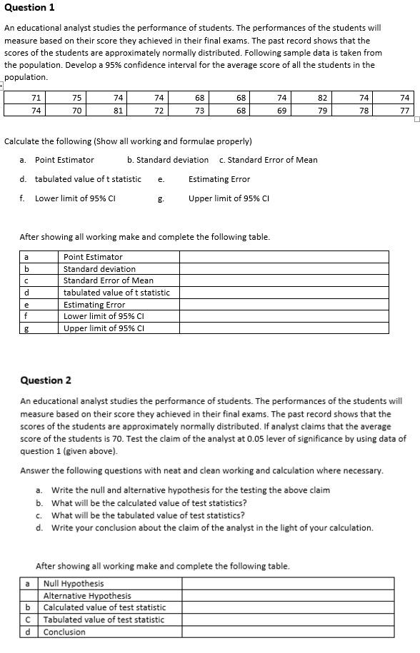Solved Question 1 An educational analyst studies the | Chegg.com