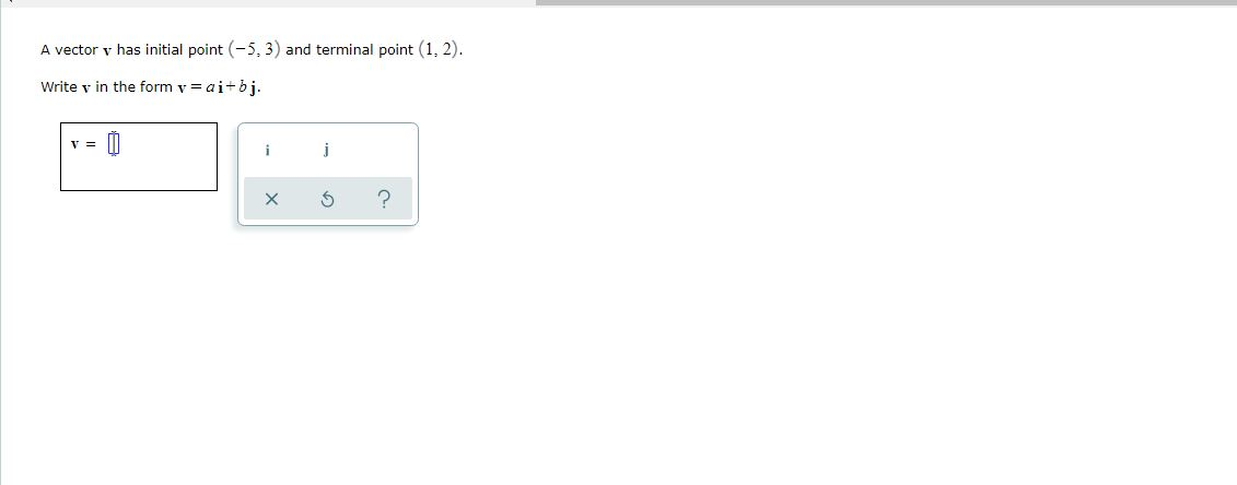 Solved A vector v has initial point (-5,3) and terminal | Chegg.com