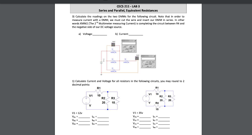 Solved DIRECTIONS: Solve the following circuits by hand, | Chegg.com