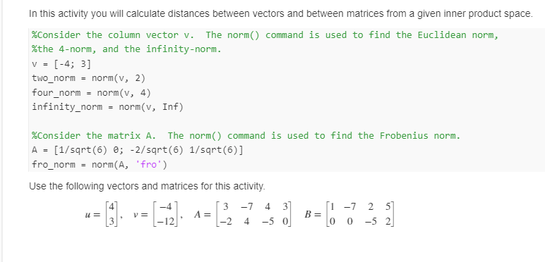 Solved In this activity you will calculate distances between | Chegg.com