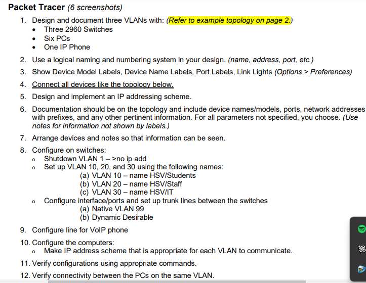 Solved Packet Tracer (6 ﻿screenshots)Design and document | Chegg.com