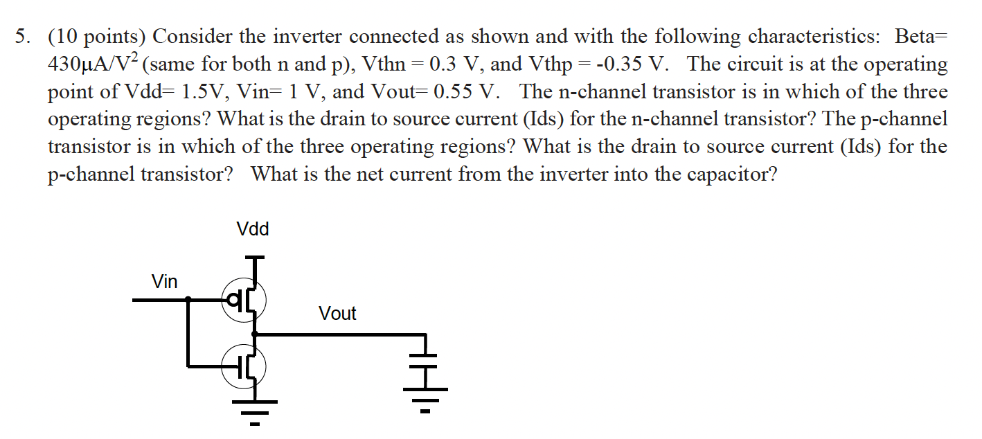 Solved 5. (10 points) Consider the inverter connected as | Chegg.com
