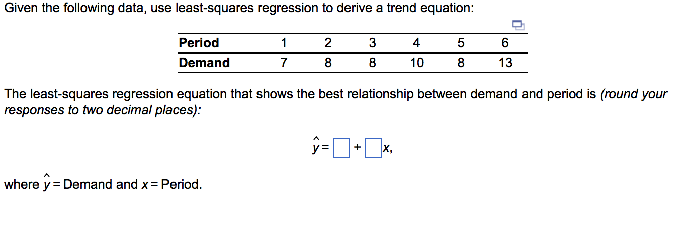 Solved The least-squares regression equation that shows the | Chegg.com