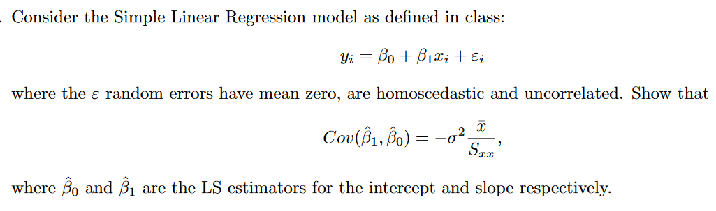 Solved Consider the Simple Linear Regression model as | Chegg.com