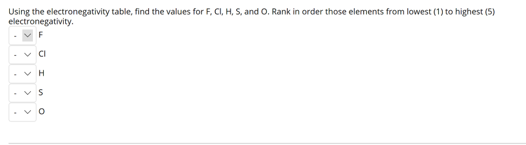 Solved Using the electronegativity table, find the values | Chegg.com