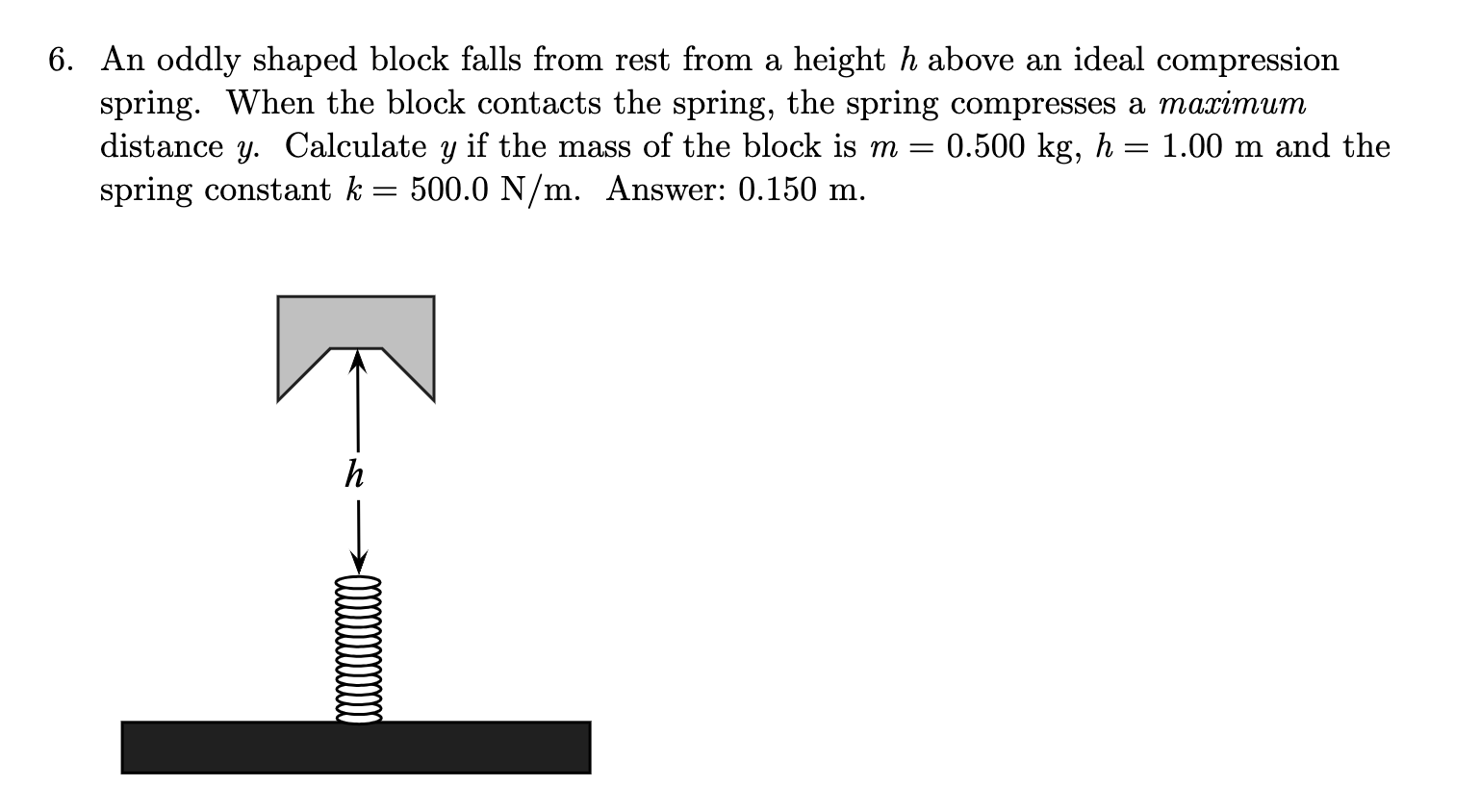 Solved An oddly shaped block falls from rest from a height h | Chegg.com