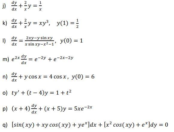 Solved Solve The Following First Order Ordinary Differential