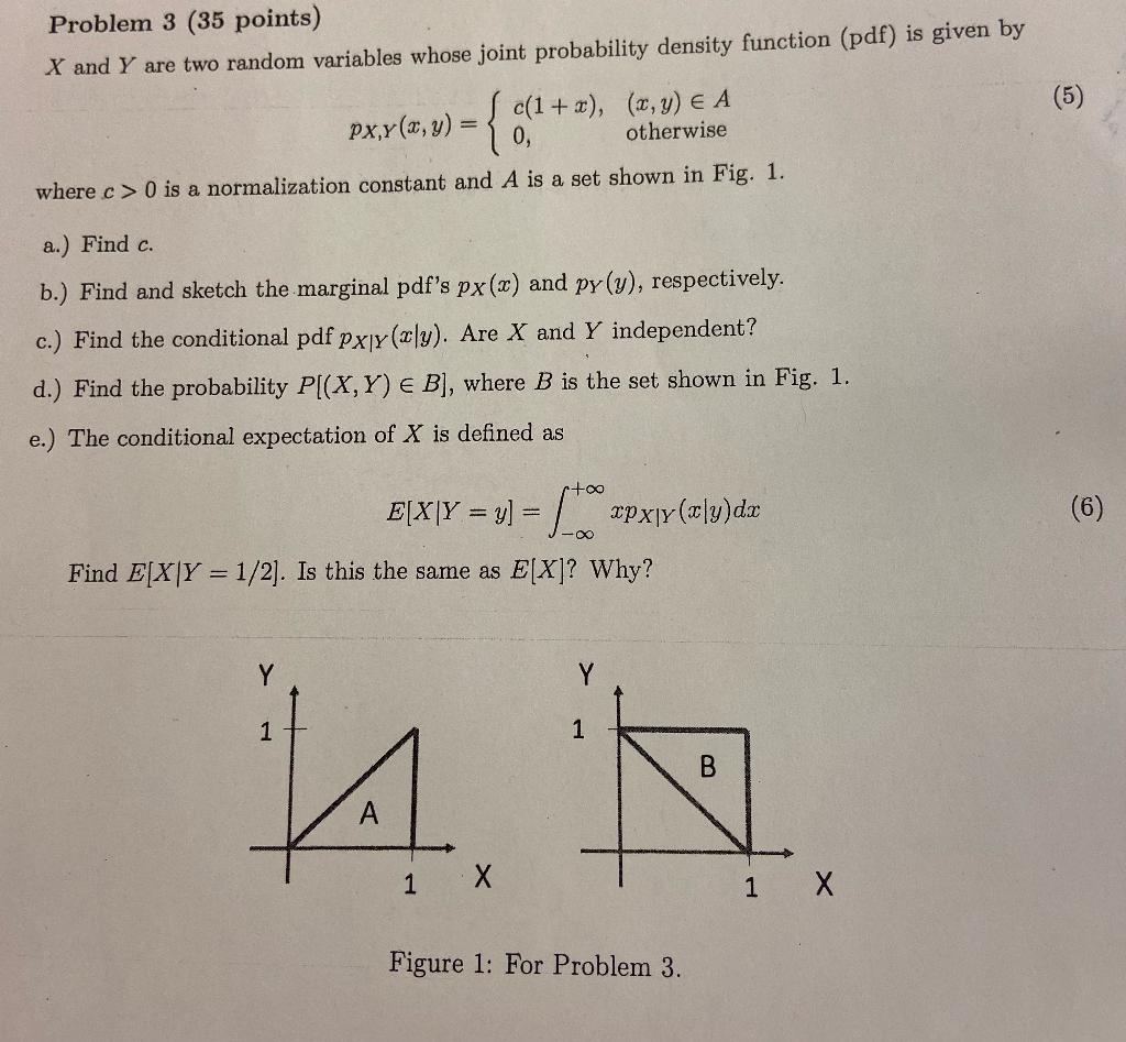 Solved Problem 3 (35 points) X and Y are two random | Chegg.com