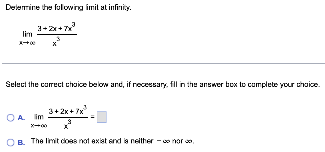 Solved Determine the following limit at | Chegg.com