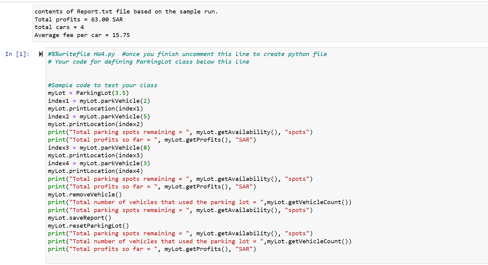 Solved Implement a ParkingLot class with the following | Chegg.com