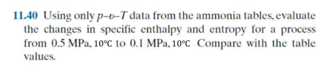 Solved 11.40 Using only p−v−T data from the ammonia tables, | Chegg.com