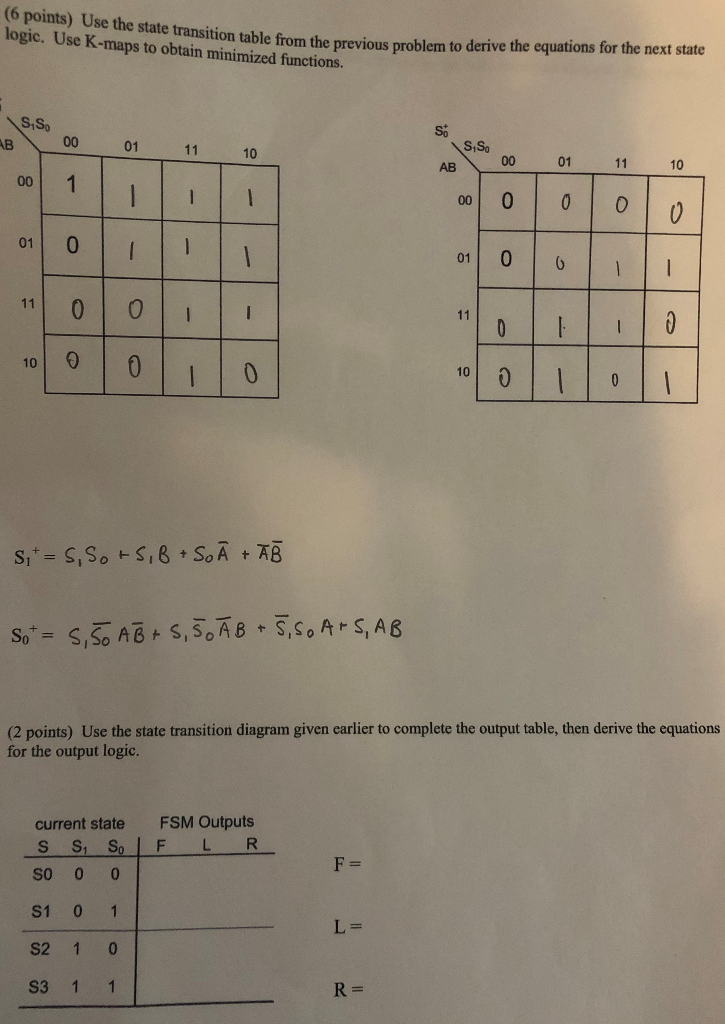 6 points. Use the state transition table from the | Chegg.com