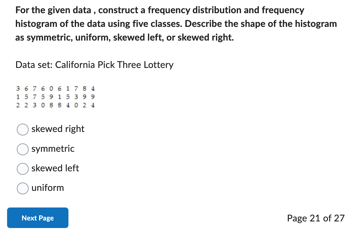 Solved For the given data, construct a frequency | Chegg.com