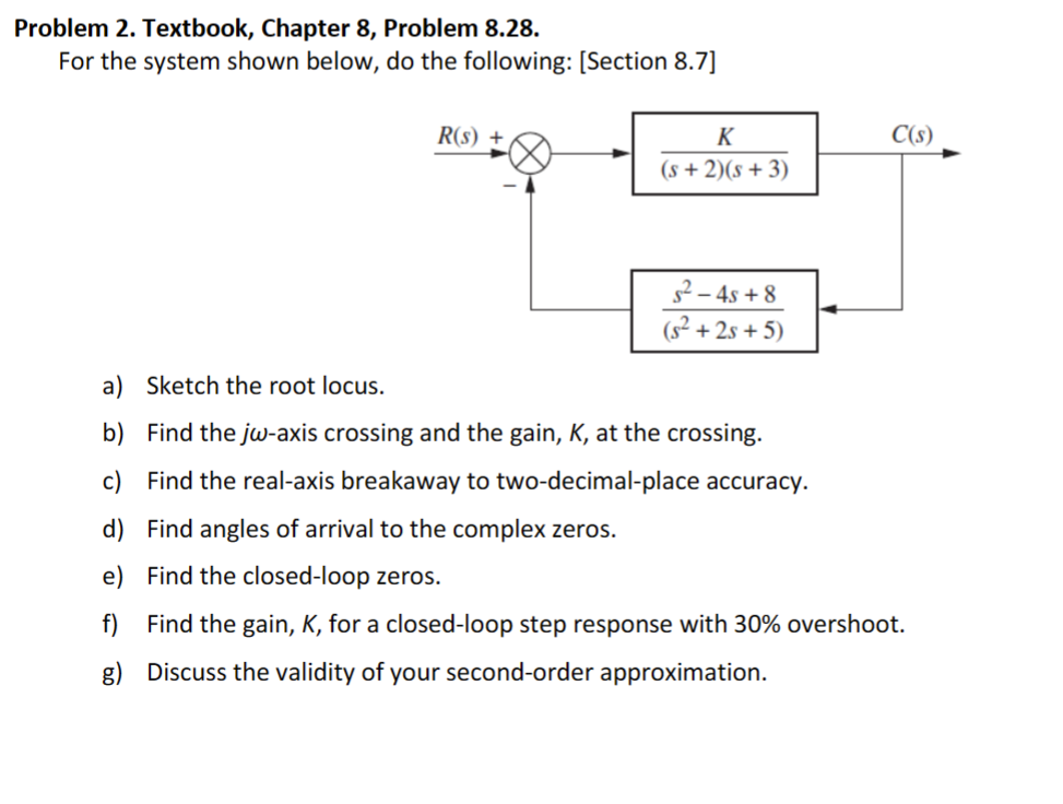 Solved Problem 2. Textbook, Chapter 8, Problem 8.28. For the | Chegg.com