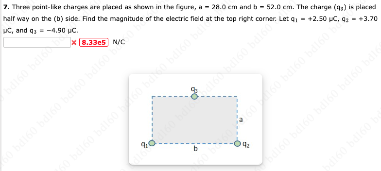 Solved Three point-like charges are placed as shown in the | Chegg.com