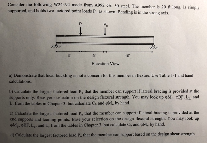 Consider the following W24x94 made from A992 | Chegg.com