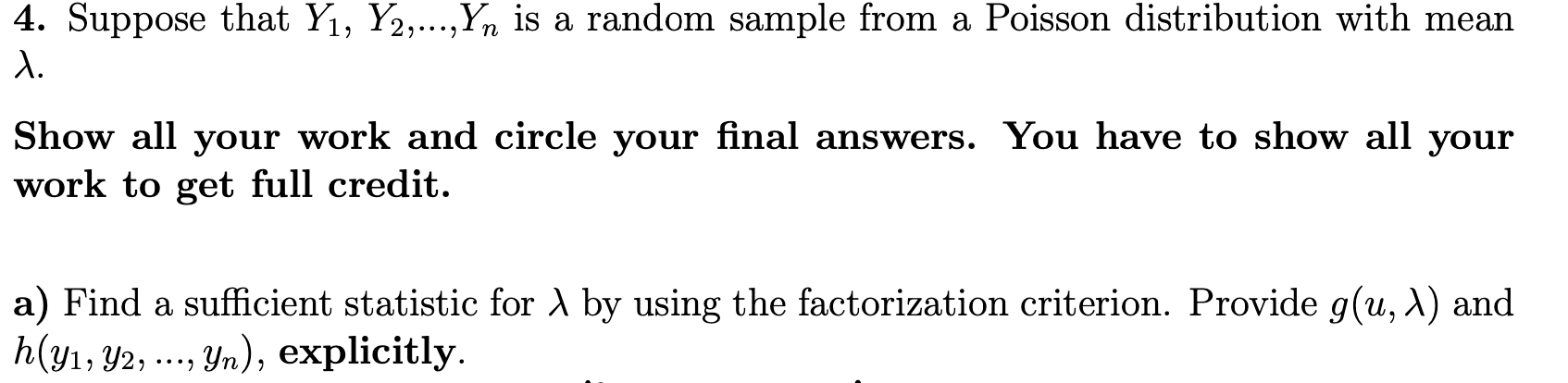 Solved 4. Suppose that Y1, Y2,...,Yn is a random sample from | Chegg.com