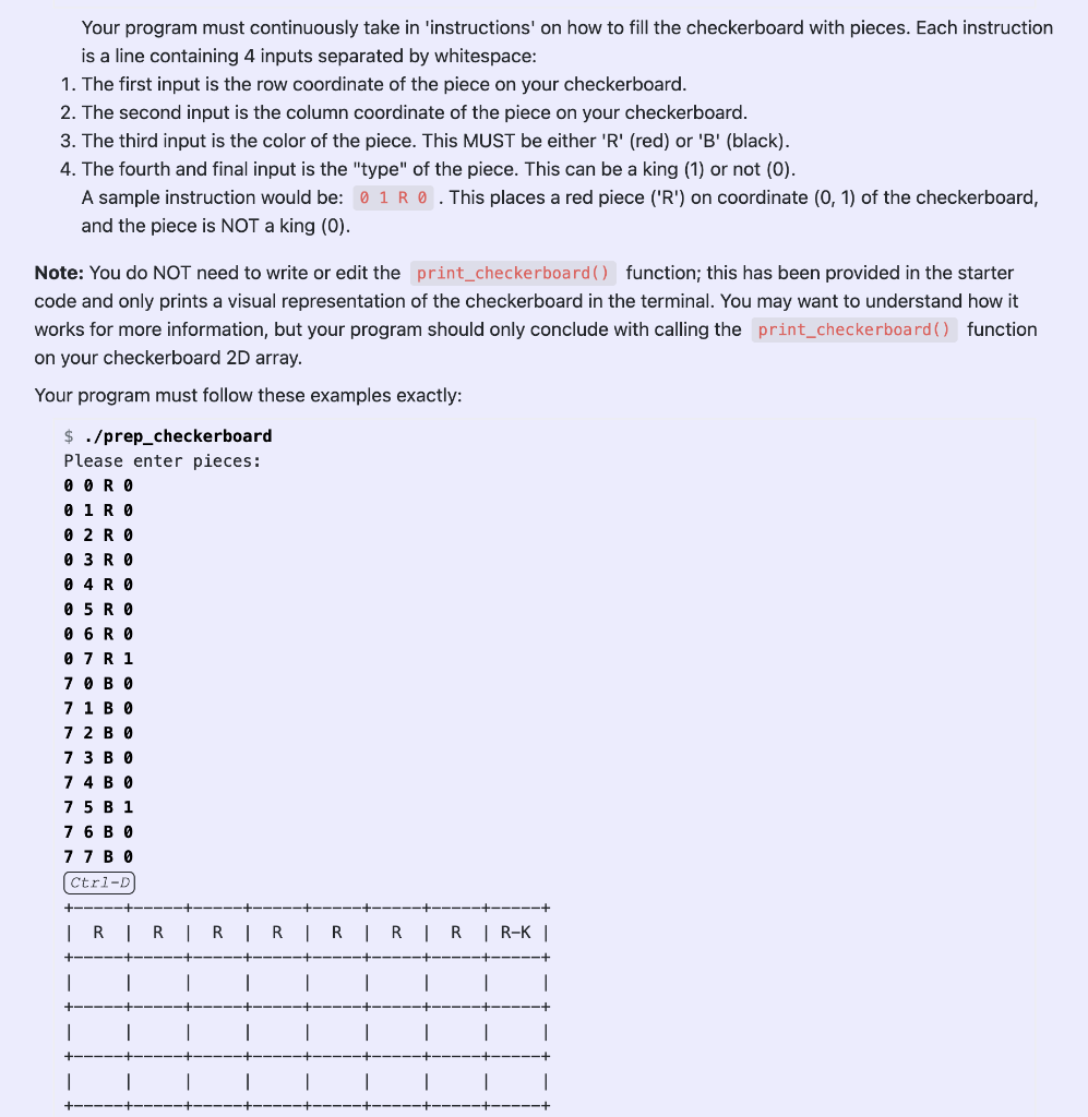 Solved EXERCISE 00): Prepare a Checkerboard Write a C | Chegg.com